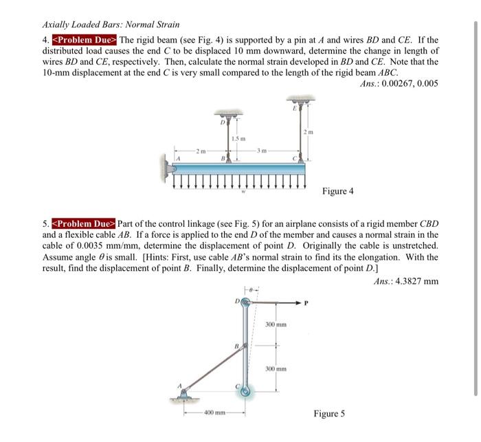 Solved Axially Loaded Bars: Normal Strain 4. ∠ Problem Due > | Chegg.com