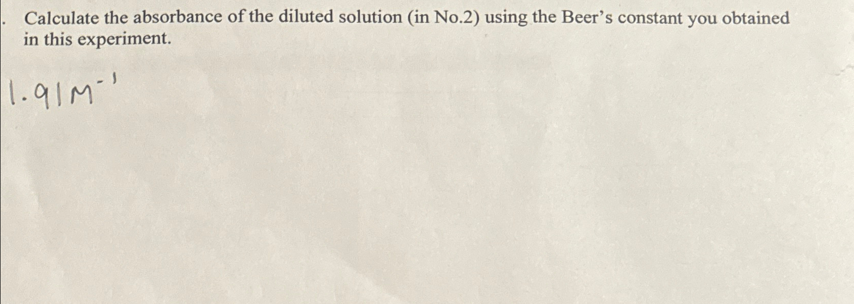 Calculate the absorbance of the diluted solution (in | Chegg.com