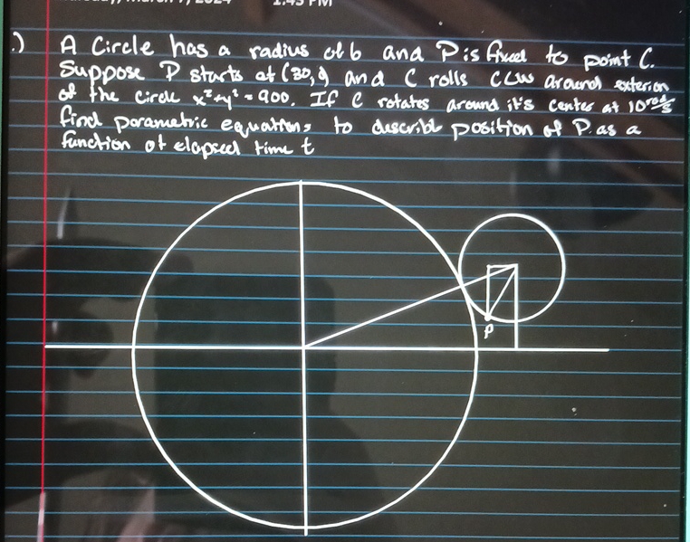 Solved .) ﻿A Circle has a radius of b ﻿ana Pisfreed to point | Chegg.com