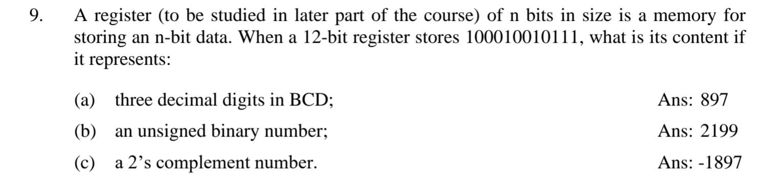 Solved 9. A register (to be studied in later part of the | Chegg.com