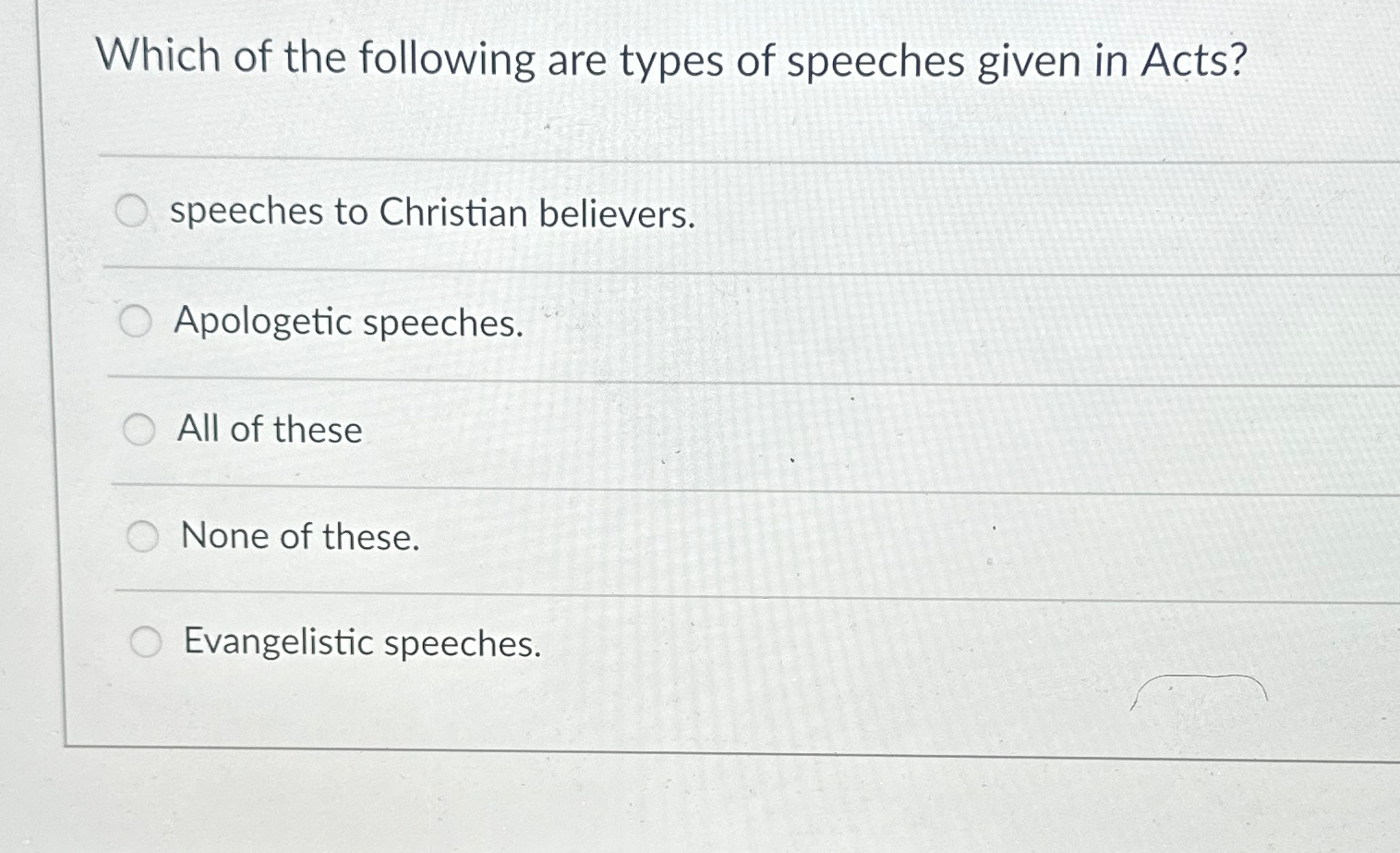 Solved Which of the following are types of speeches given in | Chegg.com