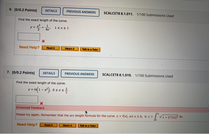 Solved 6. [0/0.2 Points) DETAILS PREVIOUS ANSWERS SCALCET8 | Chegg.com