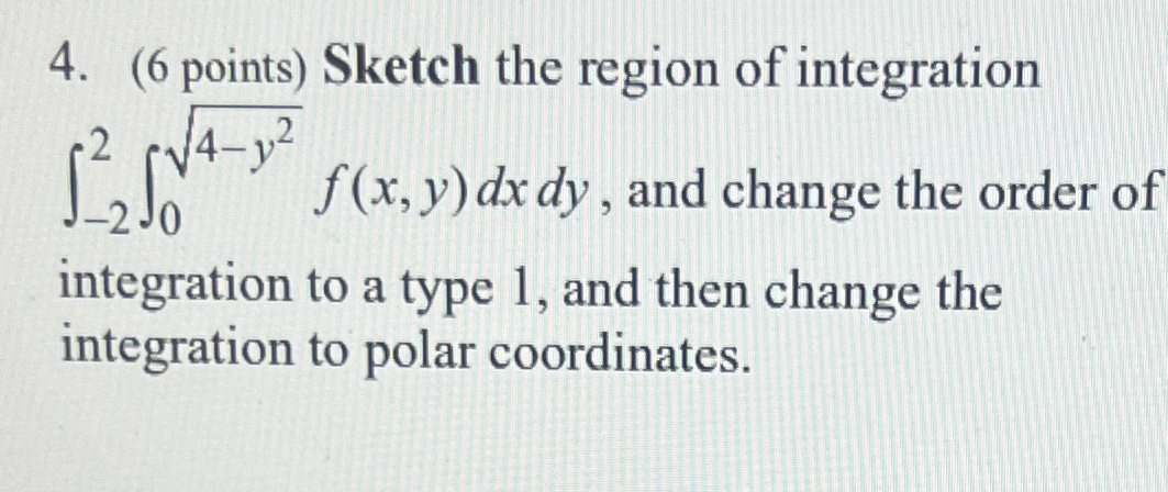 Solved (6 ﻿points) ﻿Sketch the region of integration | Chegg.com