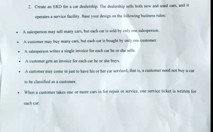 High Quality SOLUTION Create an ERD for a car dealership. The dealership | Chegg.com