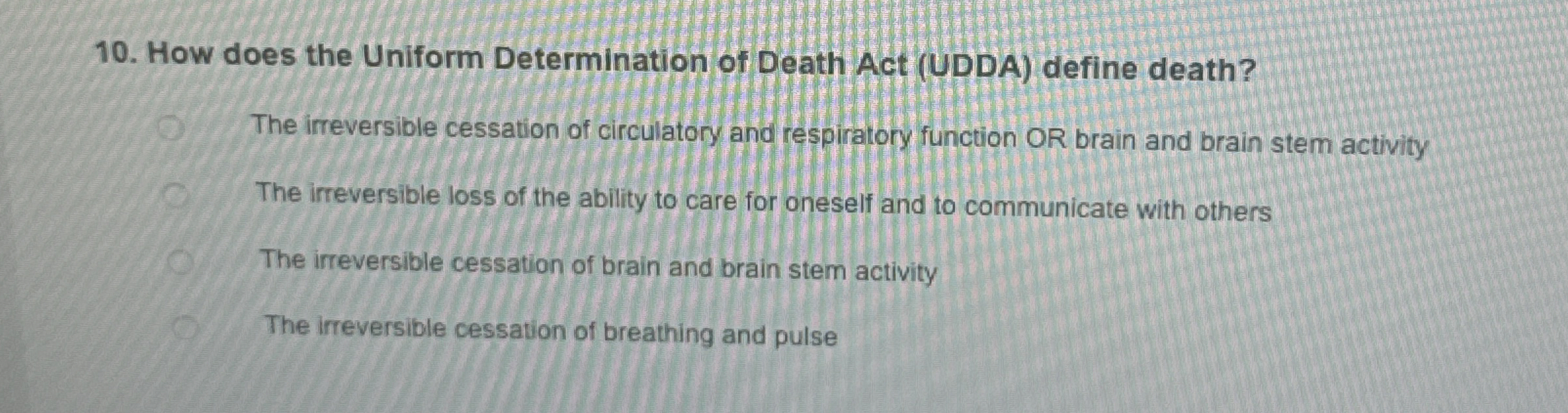 Solved How does the Uniform Determination of Death Act | Chegg.com
