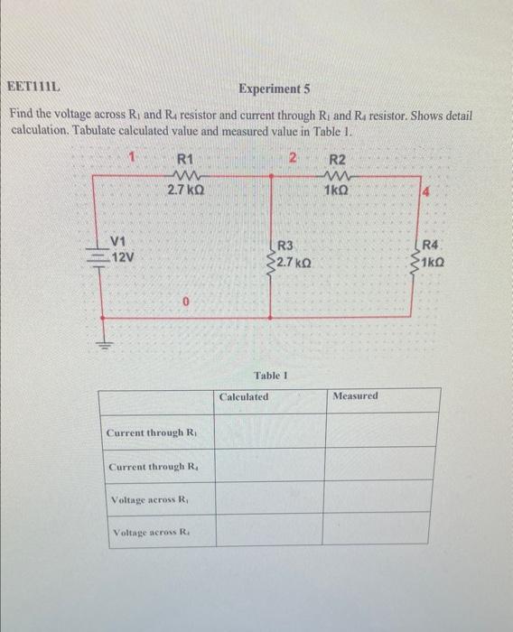 Solved Find The Voltage Across R1 And R4 Resistor And