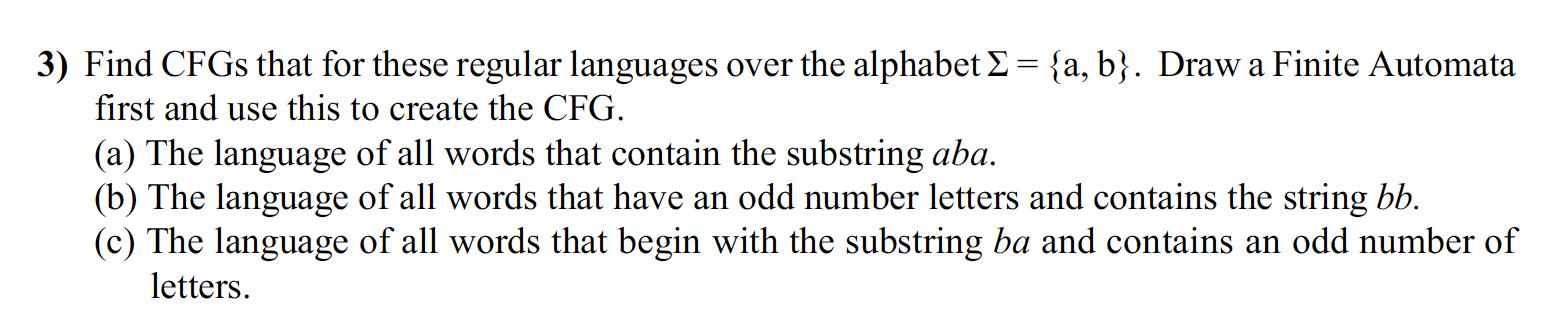 Solved Find CFGs that for these regular languages over the | Chegg.com