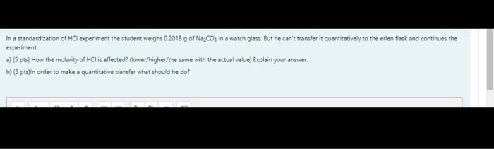 Solved In a standardization of HCI experiment the student | Chegg.com