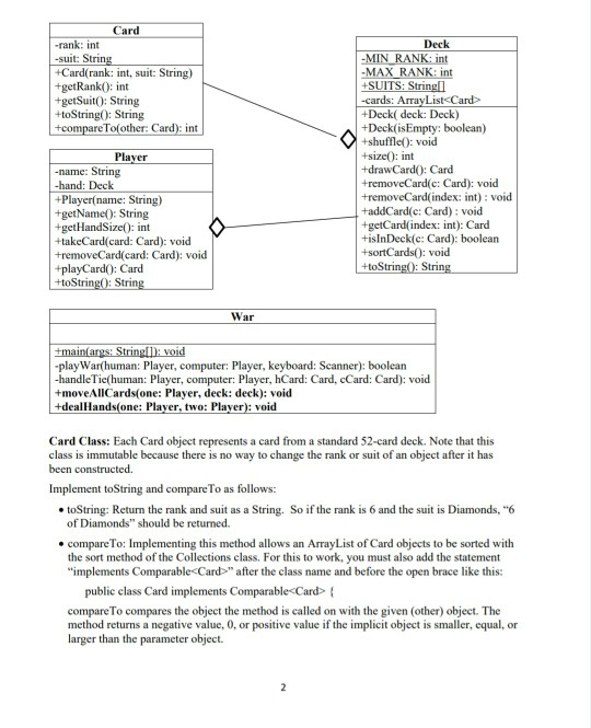 Solved Description: War is a children's card game. It is | Chegg.com