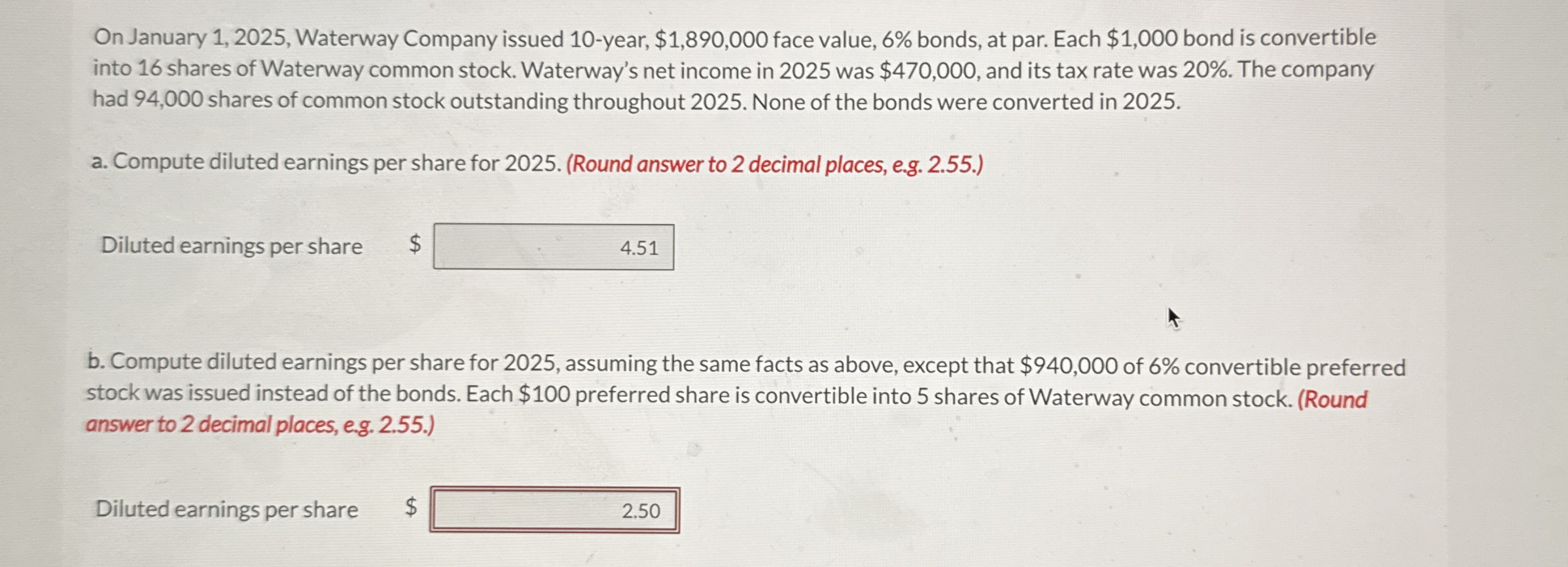 Solved On January 1, 2025, ﻿Waterway Company issued 10-year, | Chegg.com