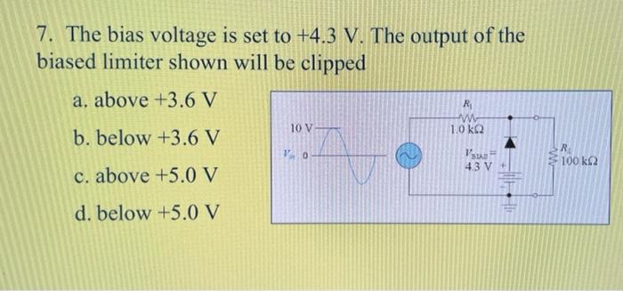 Solved 8. The circuit shown is a a. negative clipping | Chegg.com