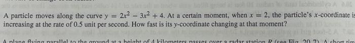 Solved A particle moves along the curve y=2x2−3x2+4. At a | Chegg.com