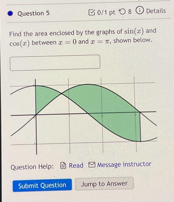 Solved Find the area enclosed by the graphs of sin(x) and | Chegg.com