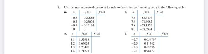 Solved Use the most accurate three-point formula to | Chegg.com