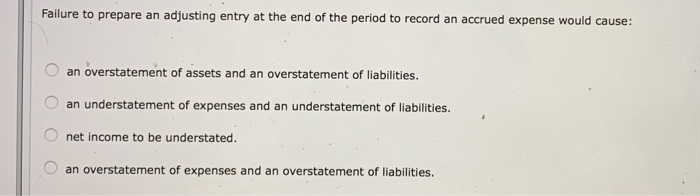 Solved Failure to prepare an adjusting entry at the end of | Chegg.com