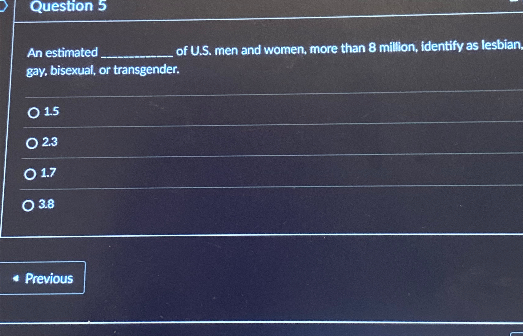 Solved Question 5An estimated q, ﻿of U.S. ﻿men and women, | Chegg.com