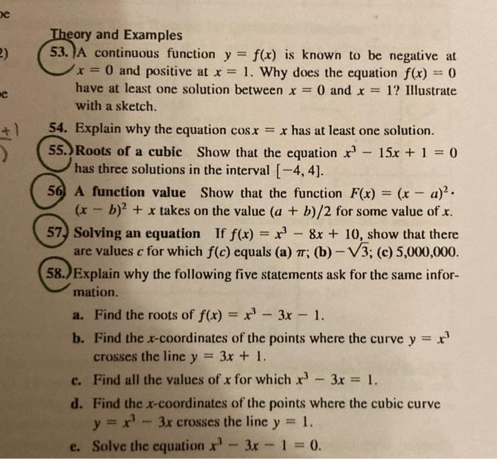 Solved Theory and Examples 53. A continuous function y=f(x) | Chegg.com