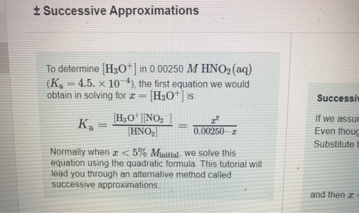Solved + Successive Approximations To determine (H3O+] in | Chegg.com