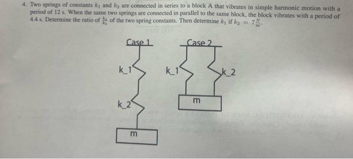 Solved 4 Two Springs Of Constants K₁ And K2 Are Connected