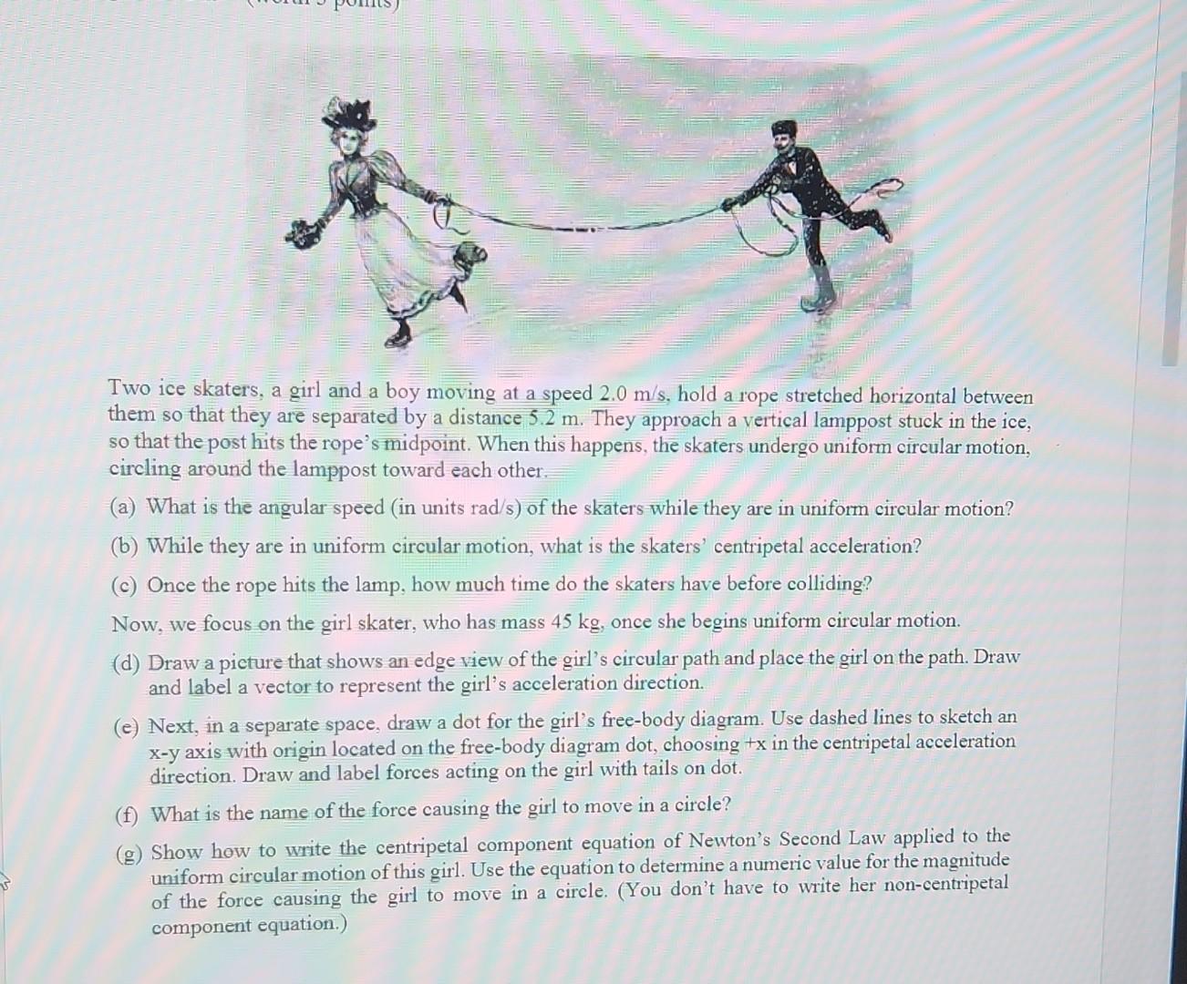 Solved Two ice skaters, a girl and a boy moving at a speed | Chegg.com