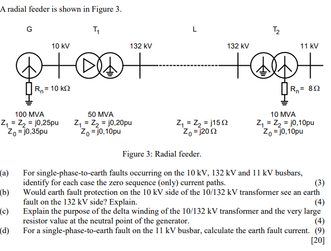 Solved A radial feeder is shown in Figure 3.Figure 3: Radial | Chegg.com