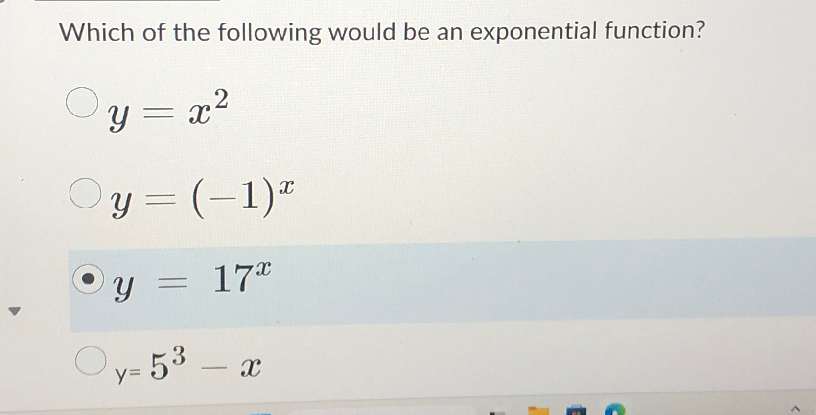 Solved Which of the following would be an exponential | Chegg.com