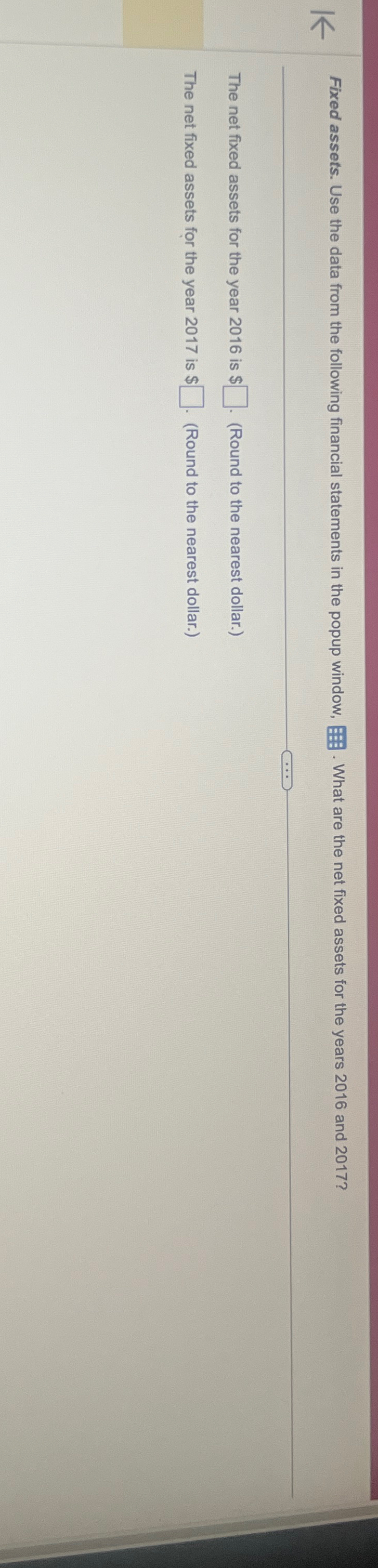 Solved Fixed assets. Use the data from the following | Chegg.com