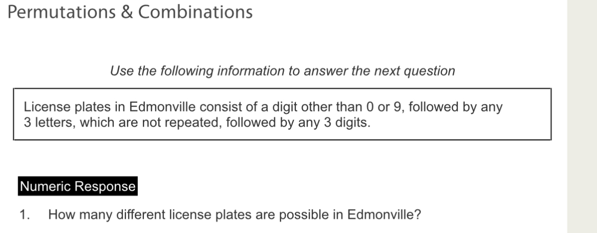 Solved Permutations & CombinationsUse the following | Chegg.com