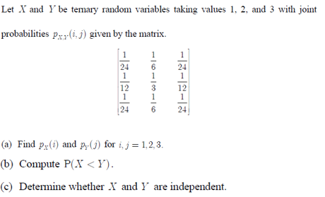 Solved Let x ﻿and Y ﻿be temary random variables taking | Chegg.com