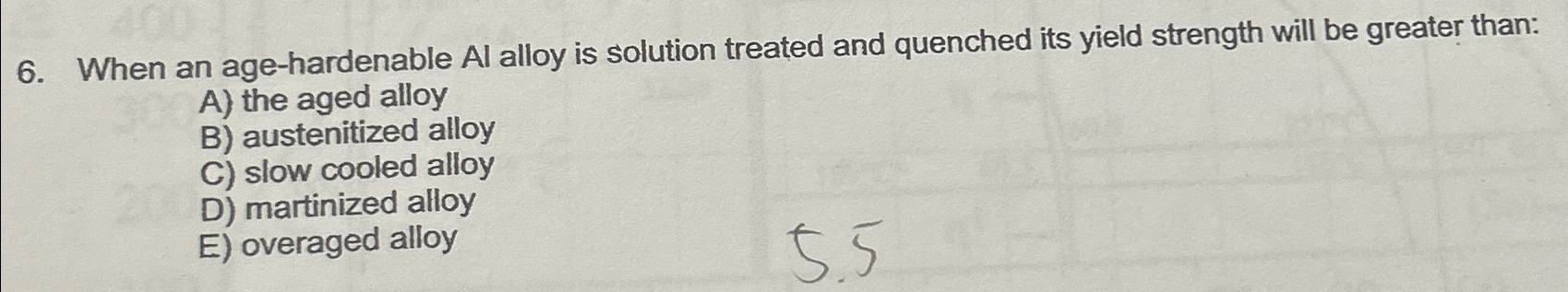 Solved When an age-hardenable Al alloy is solution treated | Chegg.com