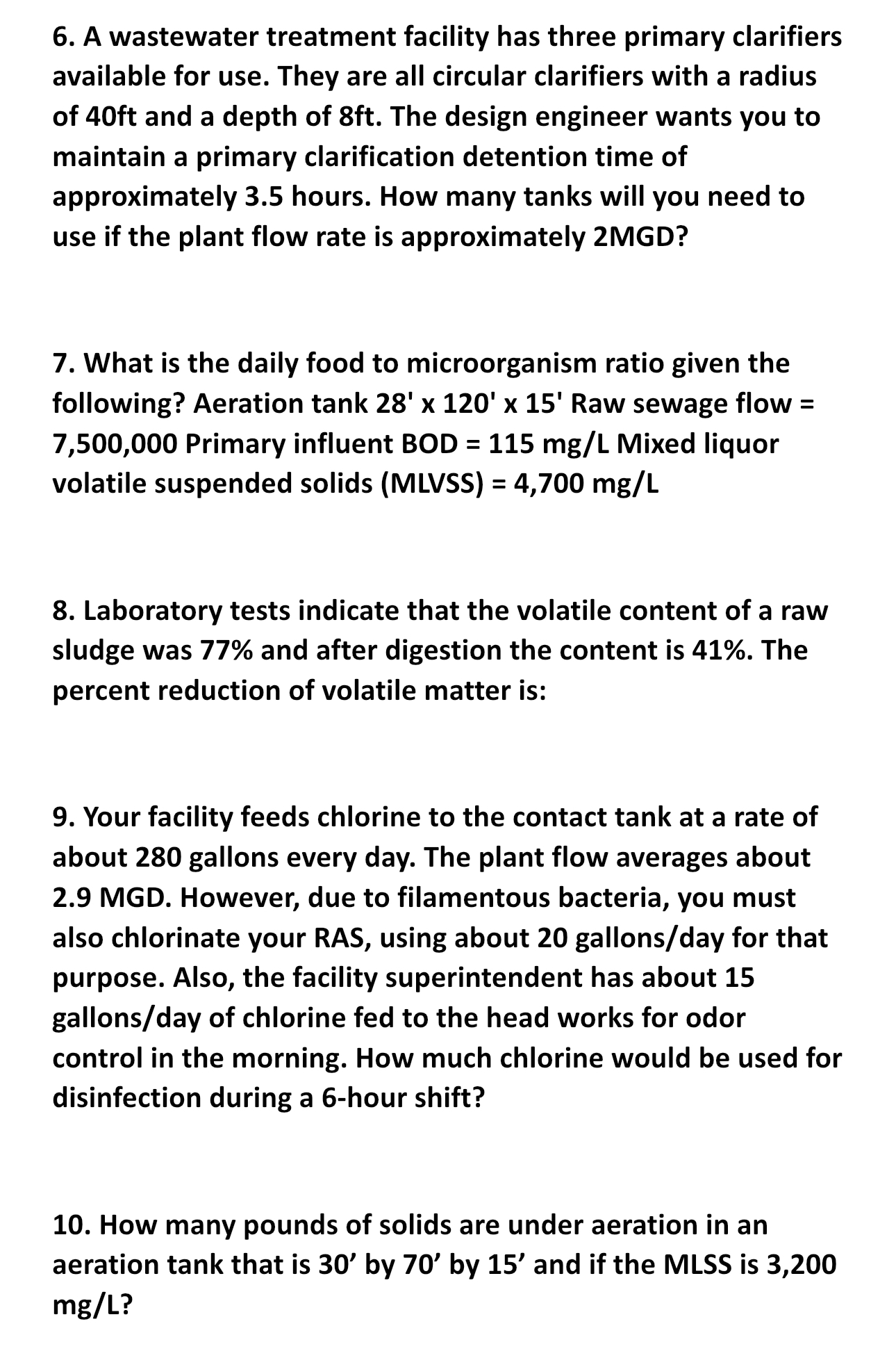 Solved A wastewater treatment facility has three primary | Chegg.com