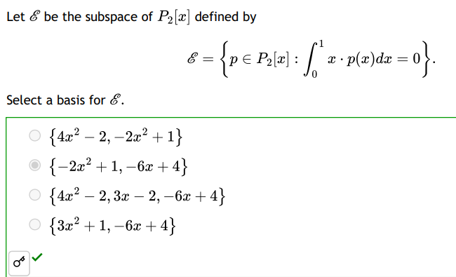 Solved Let E ﻿be the subspace of P2[x] ﻿defined | Chegg.com