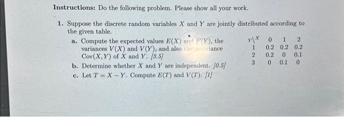 Solved Instructions: Do the following problem. Please show | Chegg.com