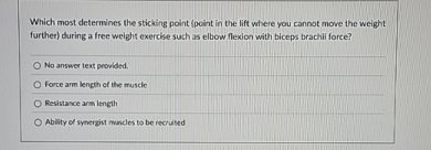 Solved Which most determines the sticking point (point in | Chegg.com