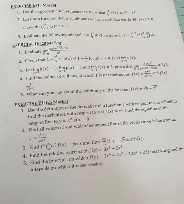 Solved EXERCISE I: (15 Marks) 1. Use the approximation | Chegg.com