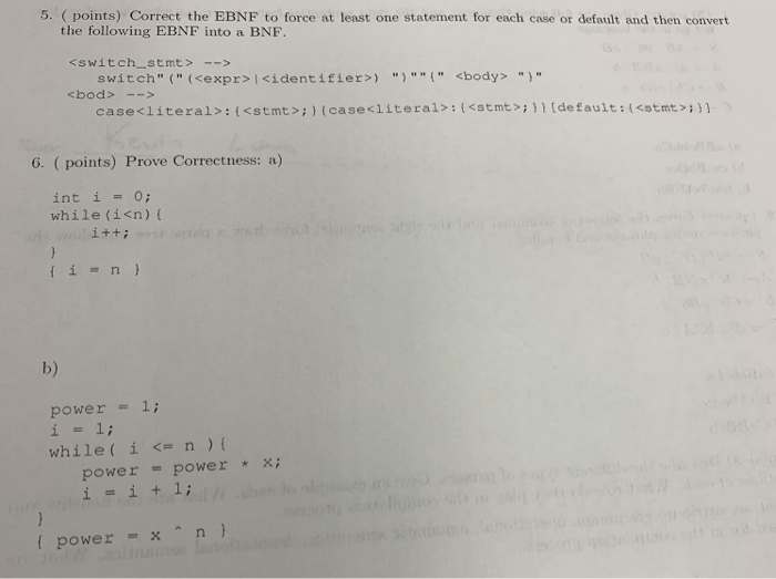 Solved 5. ( points) Correct the EBNF to force at least one | Chegg.com