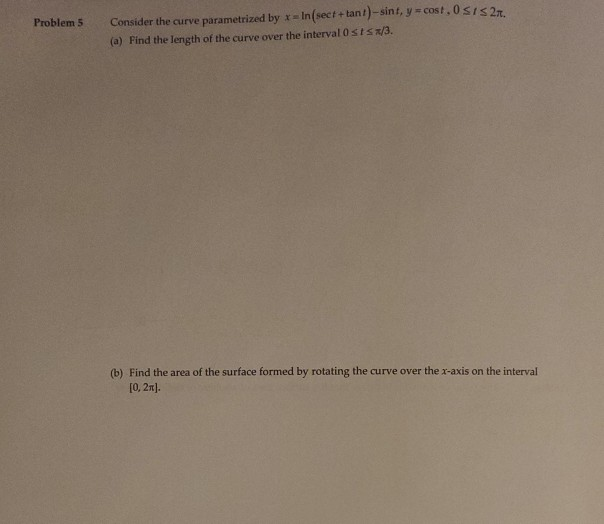 Solved Problem 5 Consider the curve parametrized by a | Chegg.com