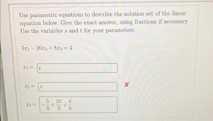 Solved Use parametric equations to describe the solution set | Chegg.com