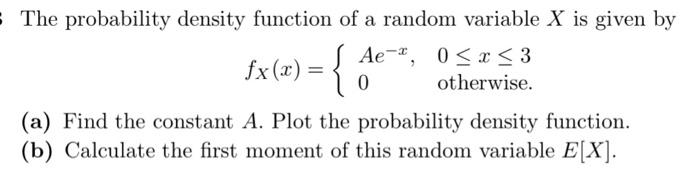 Solved The probability density function of a random variable | Chegg.com