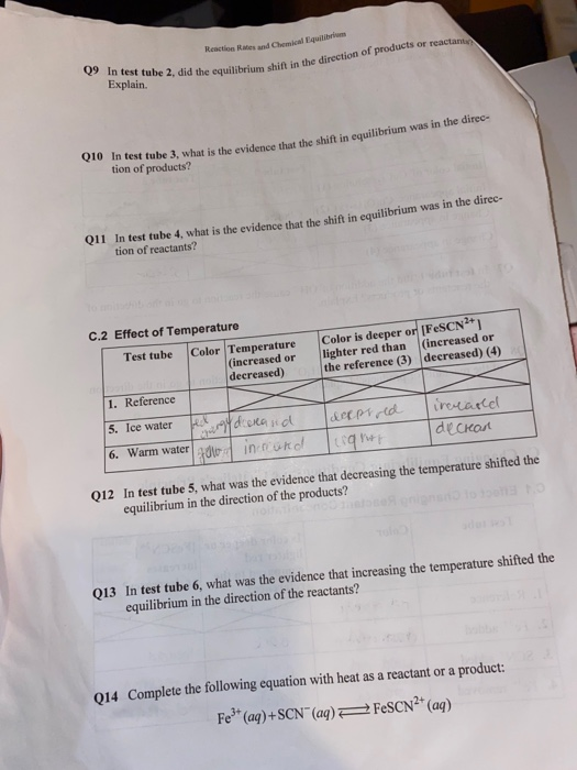 Solved REPORT SHEET Reaction Rates and Chemical Equilibrium | Chegg.com