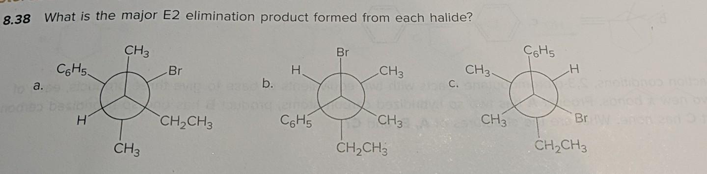 Solved 8.38 What is the major E2 elimination product formed | Chegg.com