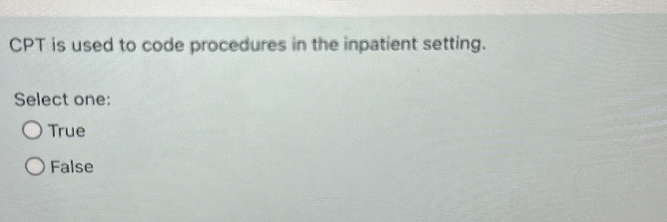Solved CPT is used to code procedures in the inpatient | Chegg.com