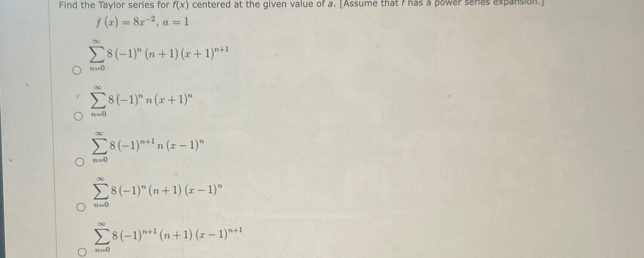 Solved Find the Taylor series for f(x) ﻿centered at the | Chegg.com