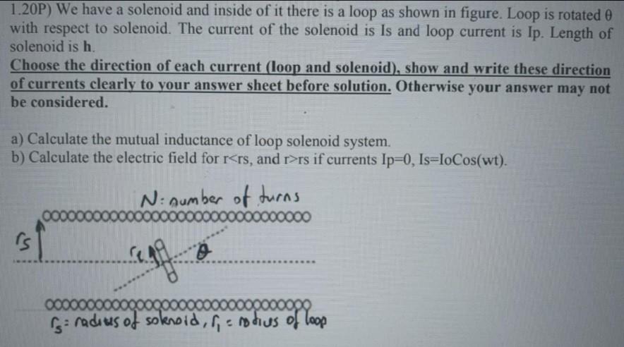 Solved 1.20P) We have a solenoid and inside of it there is a | Chegg.com