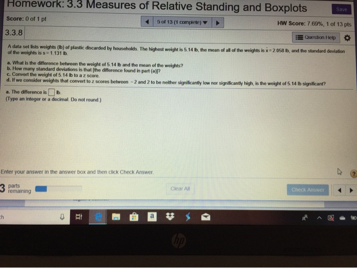 Solved Save Homework 3 3 Measures Of Relative Standing And