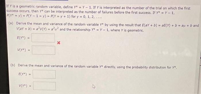 Solved f Y is a geometric random variable, define Y∗=Y−1. If | Chegg.com