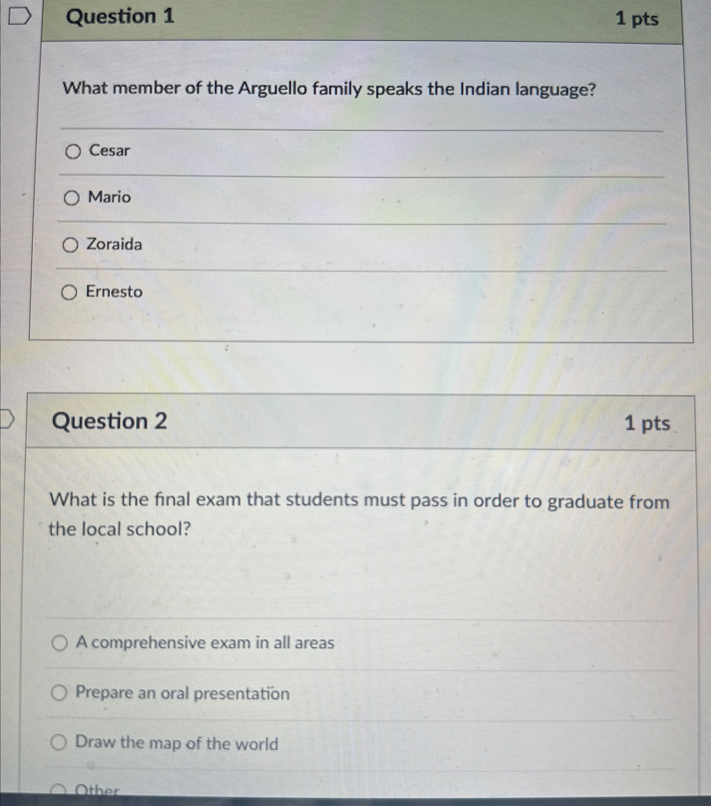 Solved Question 11 ﻿ptsWhat member of the Arguello family | Chegg.com