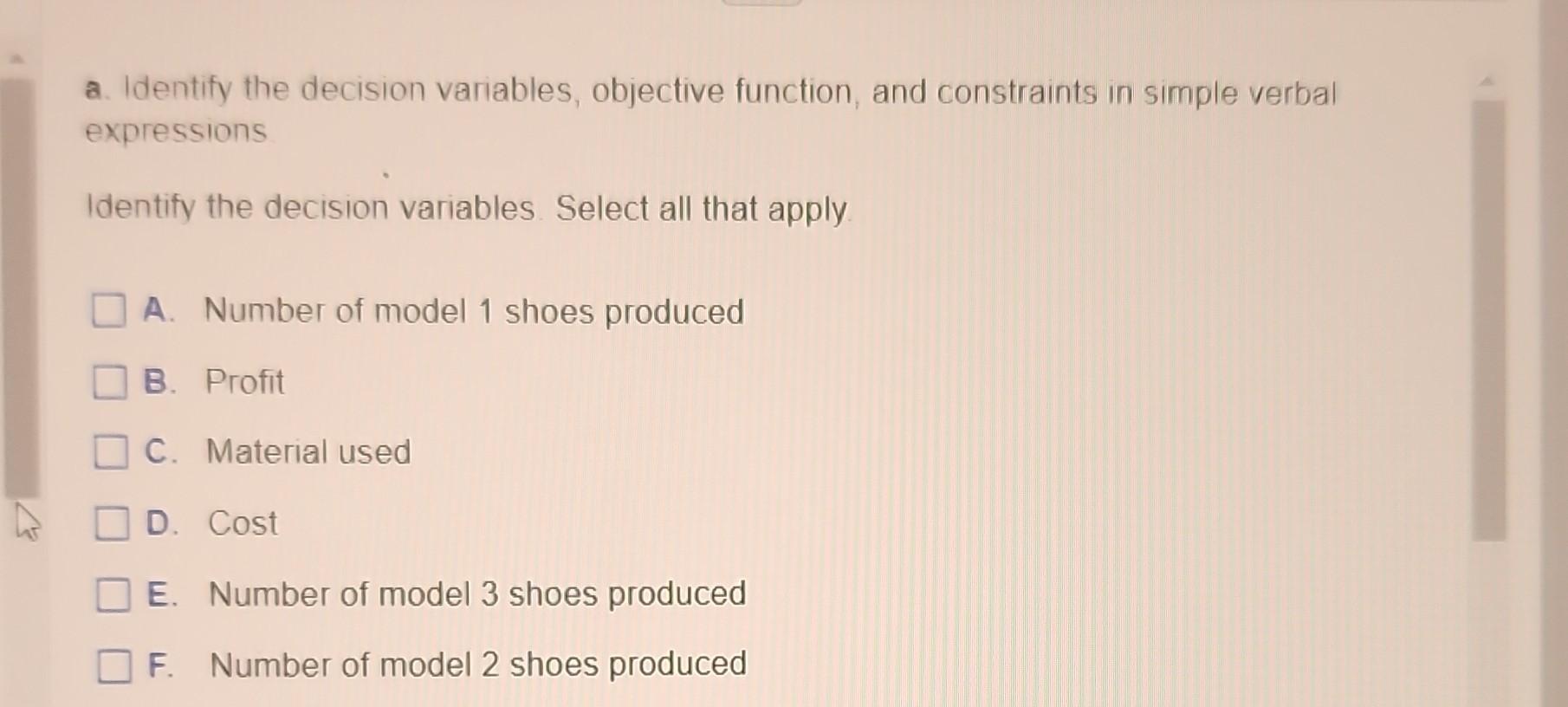 Solved a. Identify the decision variables, objective | Chegg.com Solved a. Identify the decision variables, objective | Chegg.com