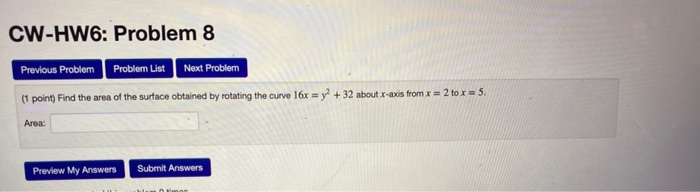 Solved CW-HW6: Problem 8 Previous Problem Problern List Next | Chegg.com