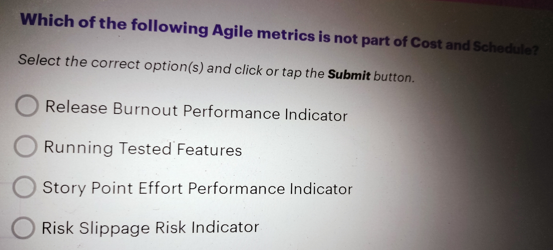 Solved Which of the following Agile metrics is not part of | Chegg.com